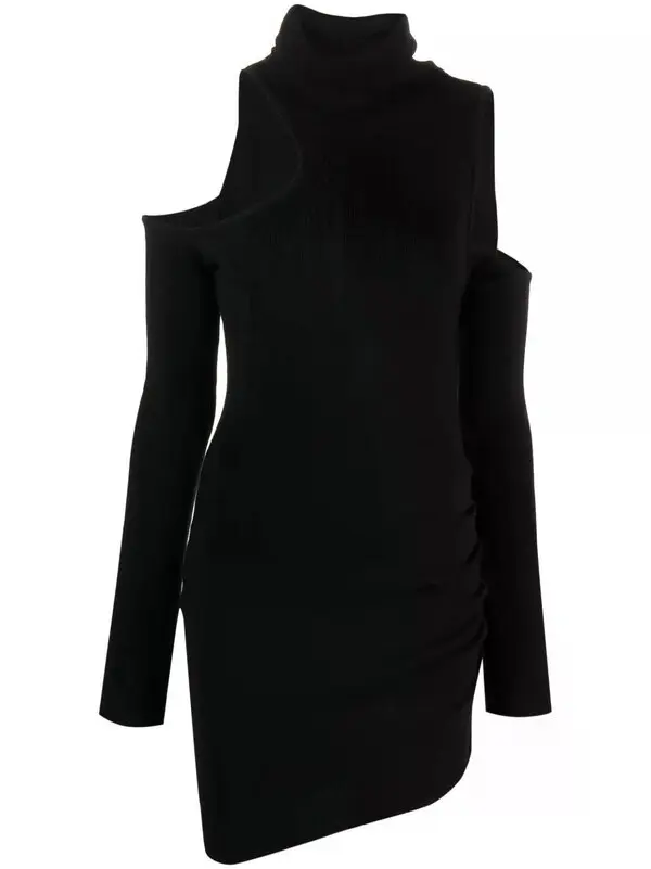 Gauge81 Piana Merino Wool Cut-out Mini Dress - Black