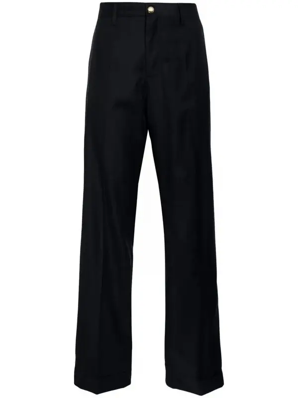 Miu Miu Virgin Wool Tailored Trousers With Cuffs