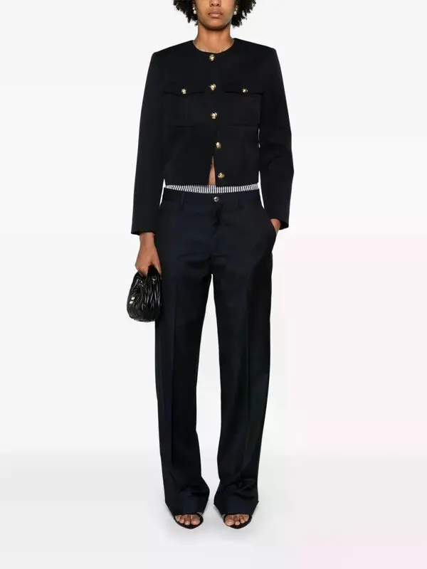 Miu Miu Virgin Wool Tailored Trousers With Cuffs