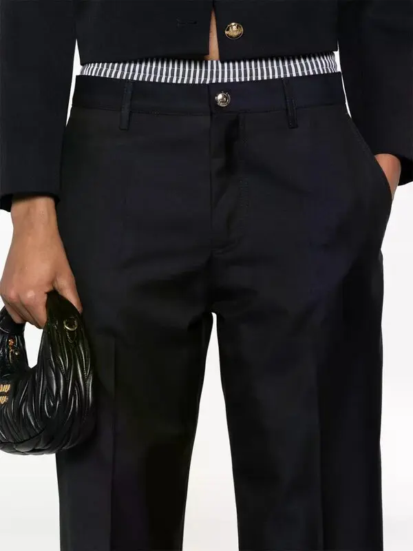 Miu Miu Virgin Wool Tailored Trousers With Cuffs