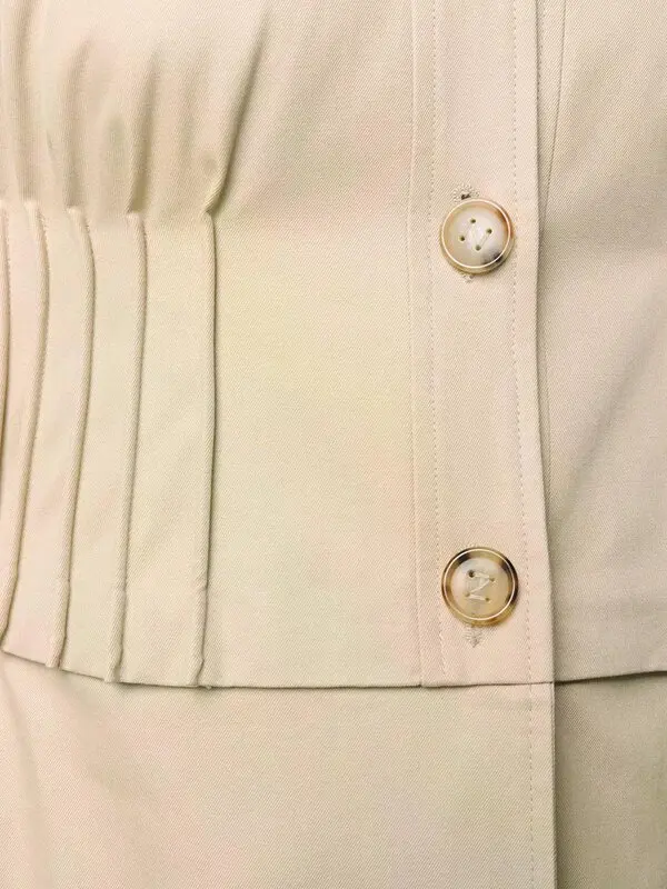 Nina Ricci Pleated Detail Flared Single-breasted Coat