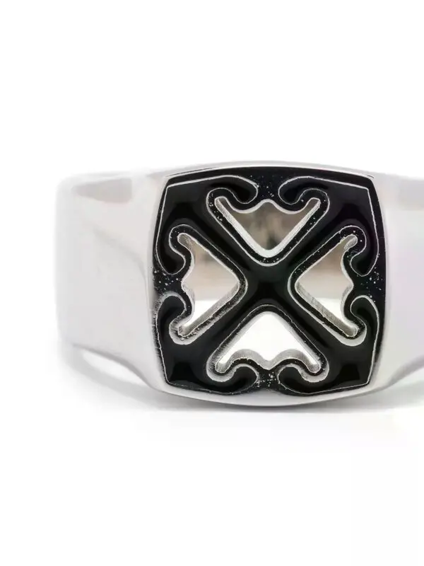 Off-White Enamel Arrow Ring
