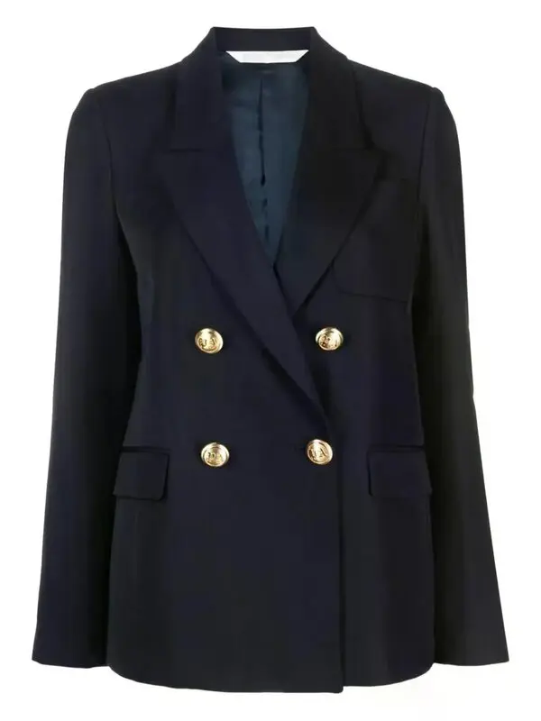 Palm Angels Navy Virgin Wool Blend Double-breasted Blazer