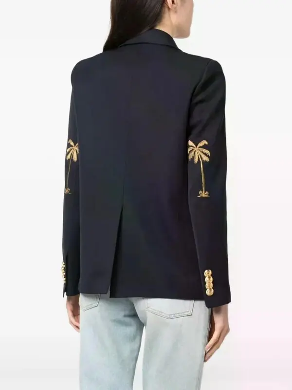 Palm Angels Navy Virgin Wool Blend Double-breasted Blazer