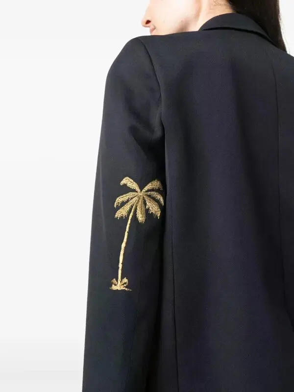 Palm Angels Navy Virgin Wool Blend Double-breasted Blazer