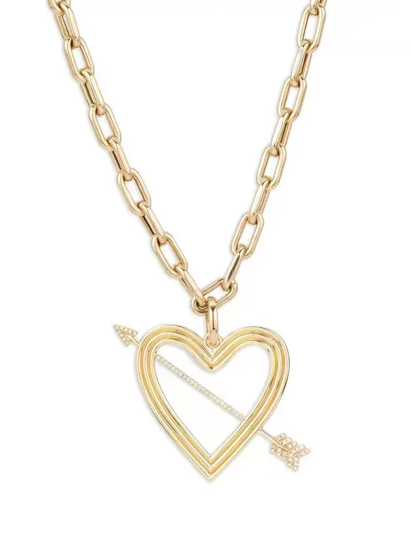 Adina Reyter 14ct Yellow Heart And Arrow Diamond Necklace - Gold