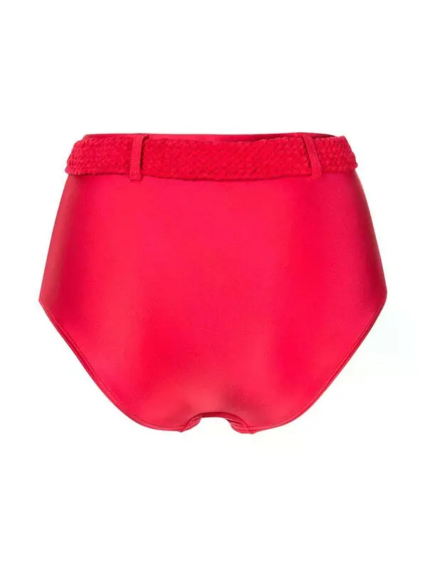 DUSKII Belted High-waisted Bikini Bottoms - Red