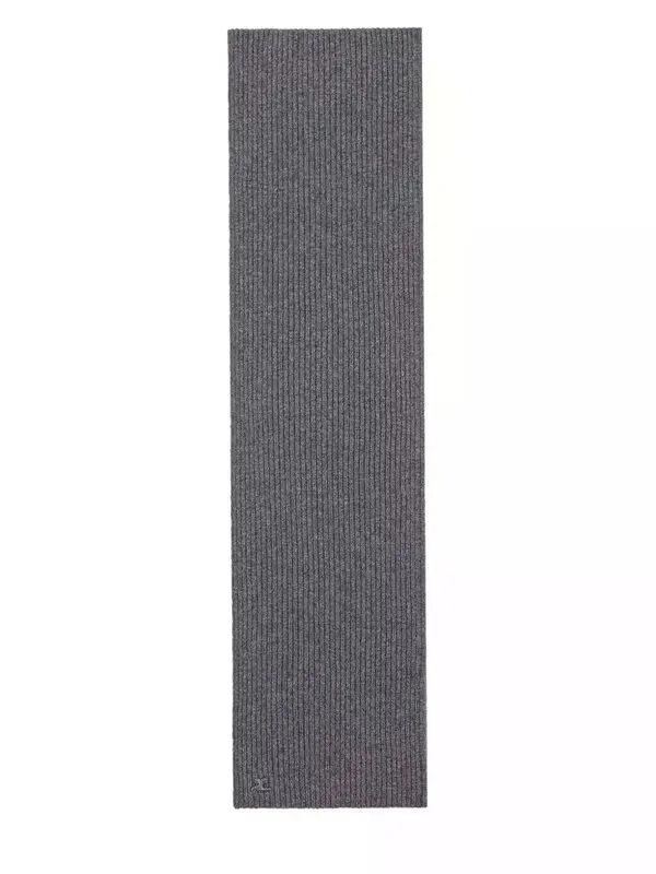 COURREGES Ribbed Wool Scarf - Grey