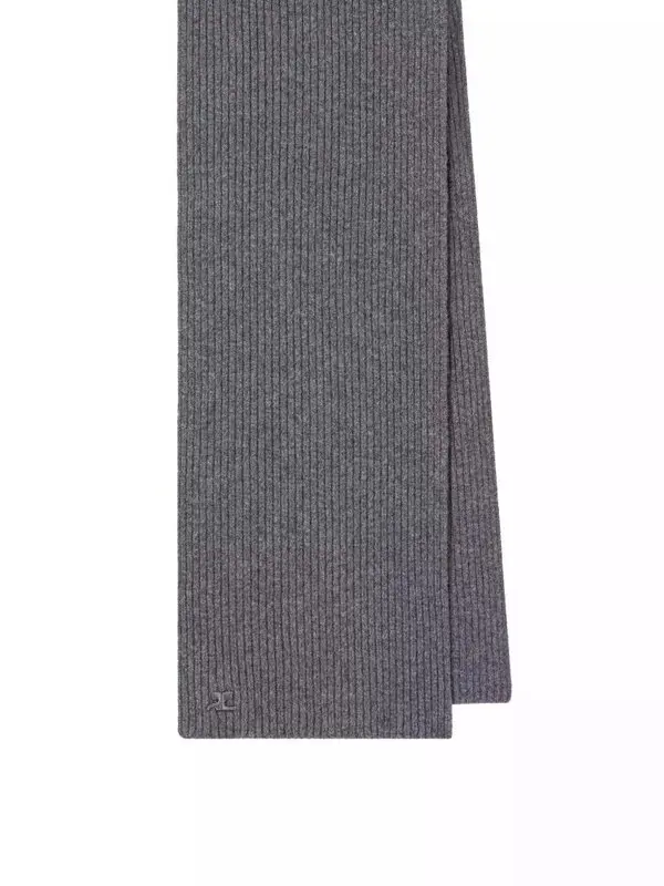 COURREGES Ribbed Wool Scarf - Grey