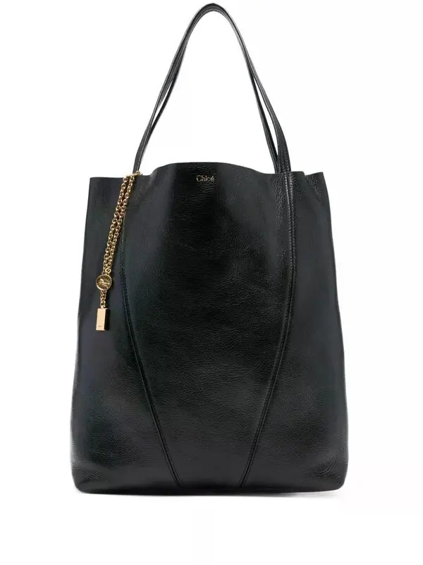 Chloé Large Spin Leather Tote Bag - Black