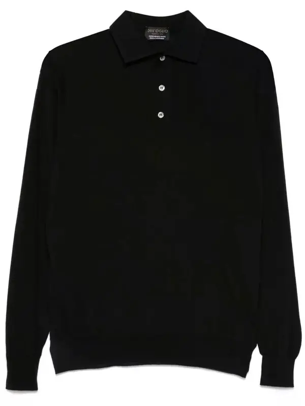 DELL'OGLIO Fine-knit Polo Shirt - Black