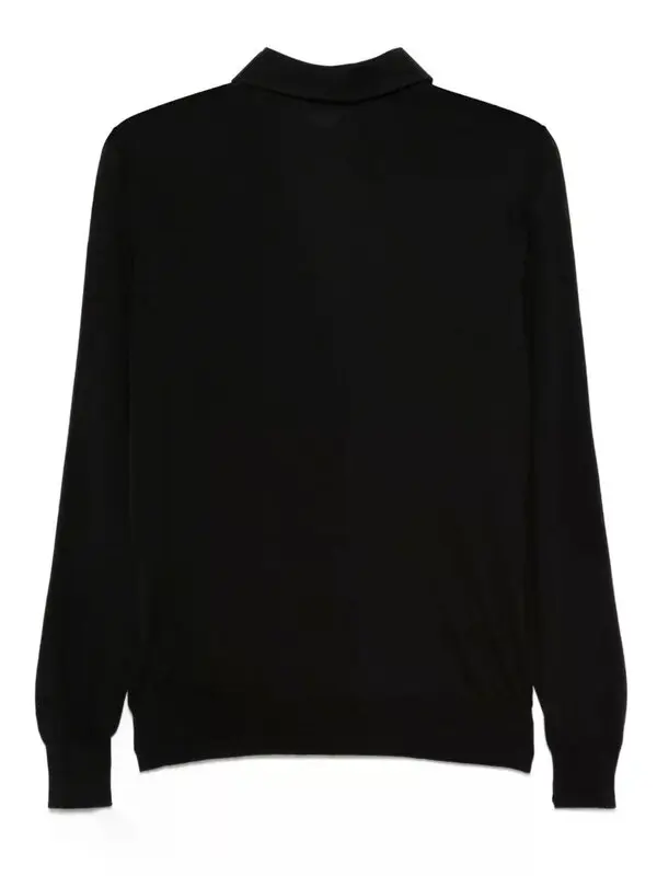 DELL'OGLIO Fine-knit Polo Shirt - Black