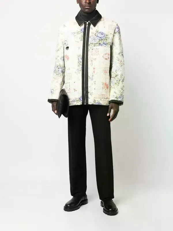 MARINE SERRE Floral-print Quilted Jacket - Neutrals