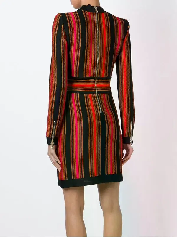 Balmain Striped V-neck Mini Dress
