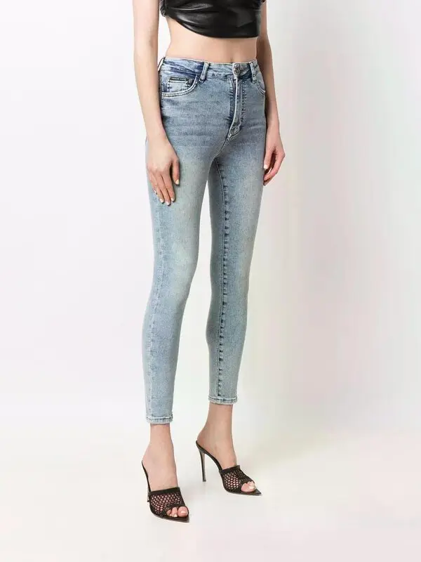 Philipp Plein Skull Embroidery Skinny Jeans - Blue