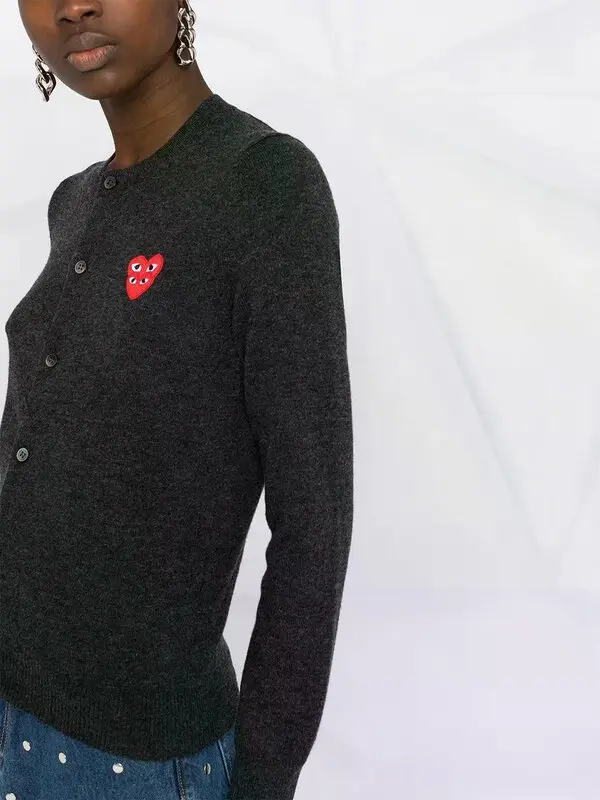 Play Comme Des Garcon Overlapping Heart Wool Cardigan