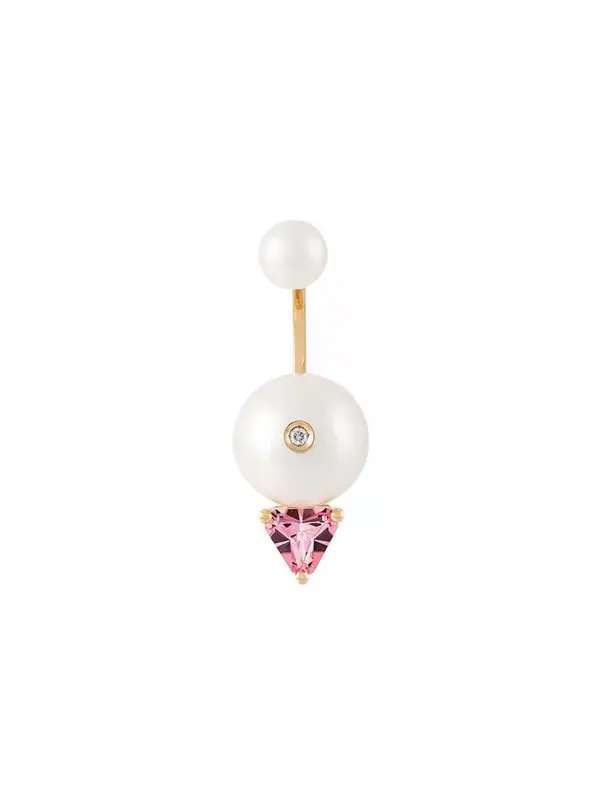Delfina Delettrez 18kt Yellow Gold Trillion Diamond Earring - White