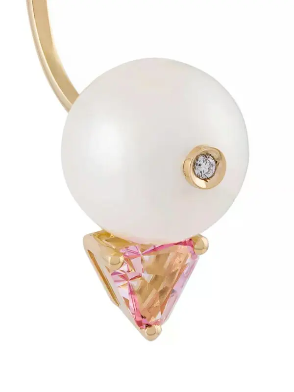 Delfina Delettrez 18kt Yellow Gold Trillion Diamond Earring - White