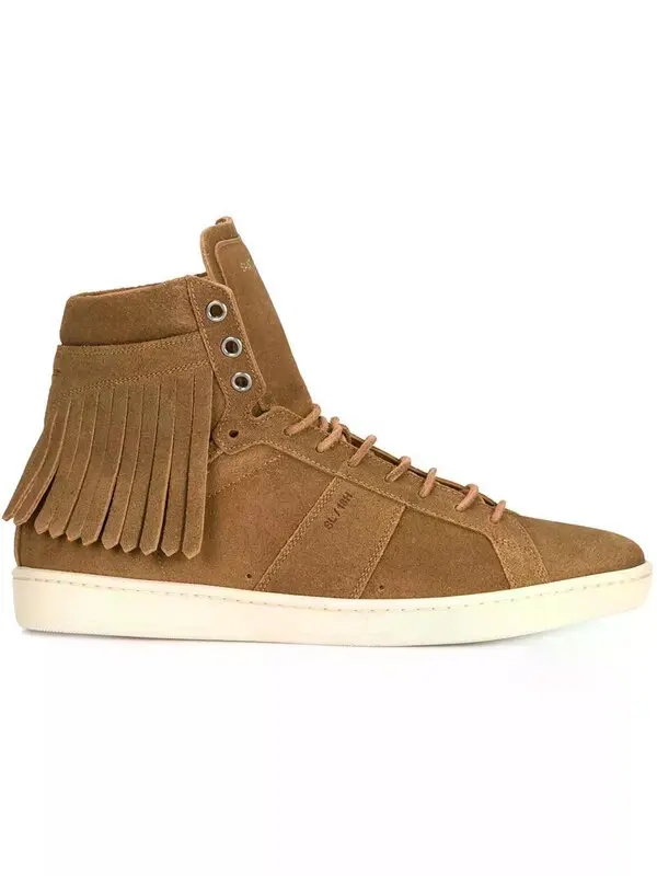 Saint Laurent Court Classic Suede Sneakers With Fringe Detail - Brown