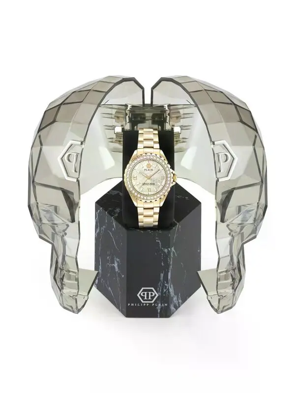 Philipp Plein Gold-tone Stainless Steel Crystal-encrusted Bezel Watch