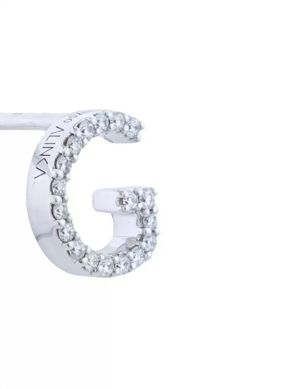 ALINKA 18kt White Gold Diamond "g" Initial Stud Earring
