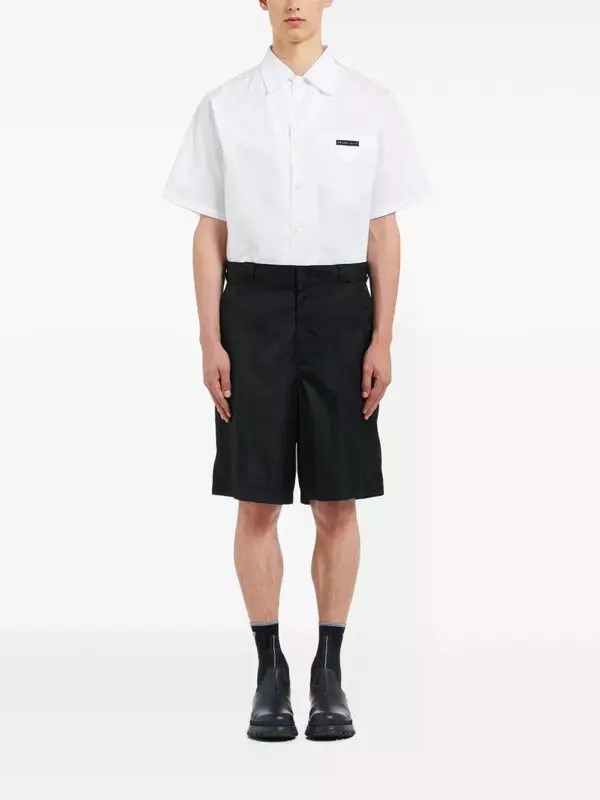 Prada Nylon Gabardine Wide-leg Bermuda Shorts