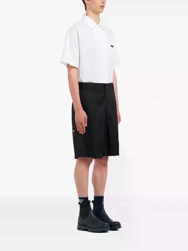 Prada Nylon Gabardine Wide-leg Bermuda Shorts