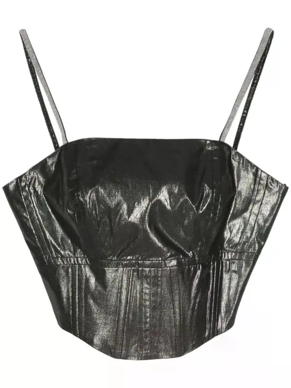 Peserico Lamé Corset Crop Top - Grey