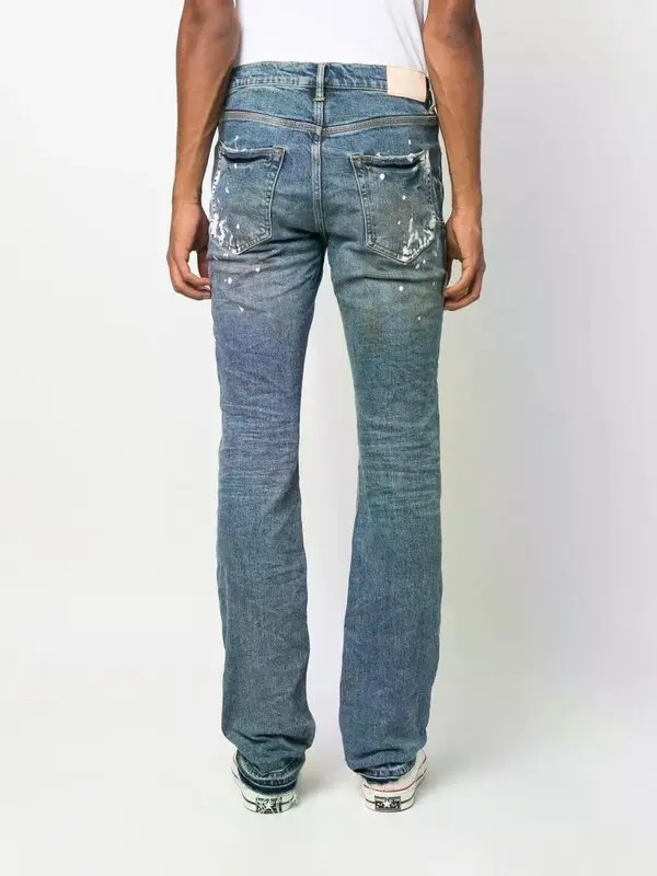 PURPLE BRAND Paint Splatter Slim Cut Jeans