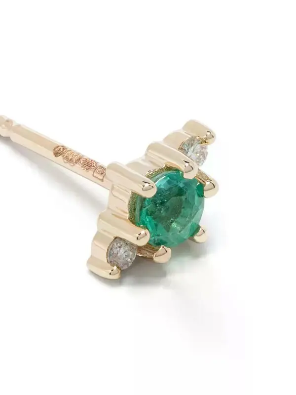 Adina Reyter 14kt Yellow Emerald And Diamond Trio Stud Earrings