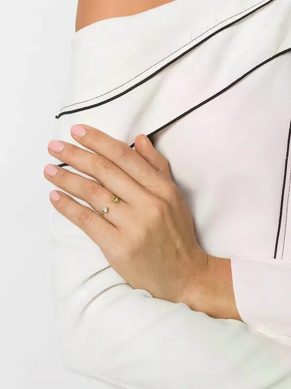 Delfina Delettrez 18 Karat Gold Peridot And Aquamarine Ring
