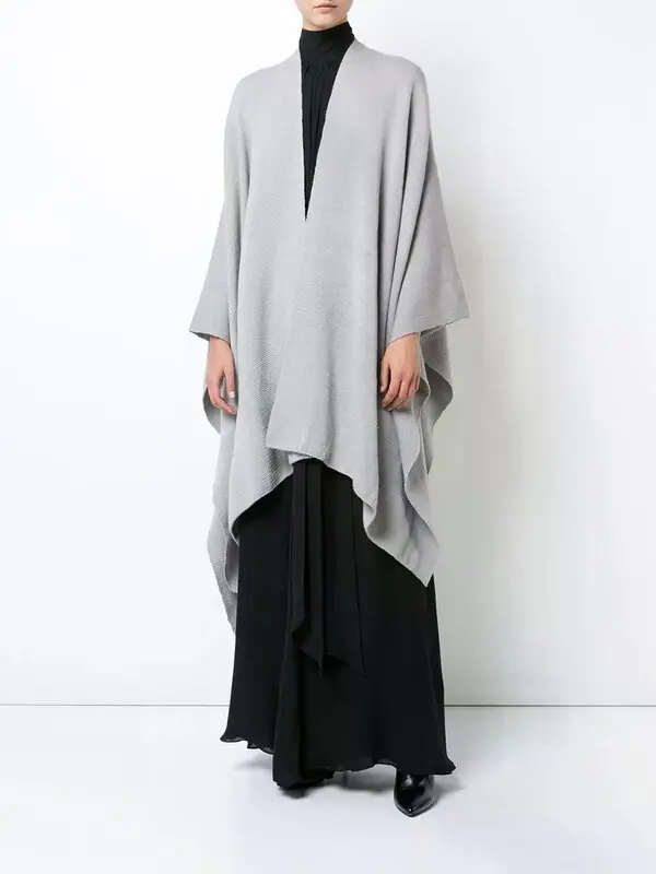 Voz Draped V-neck Cape In Opal Merino Wool