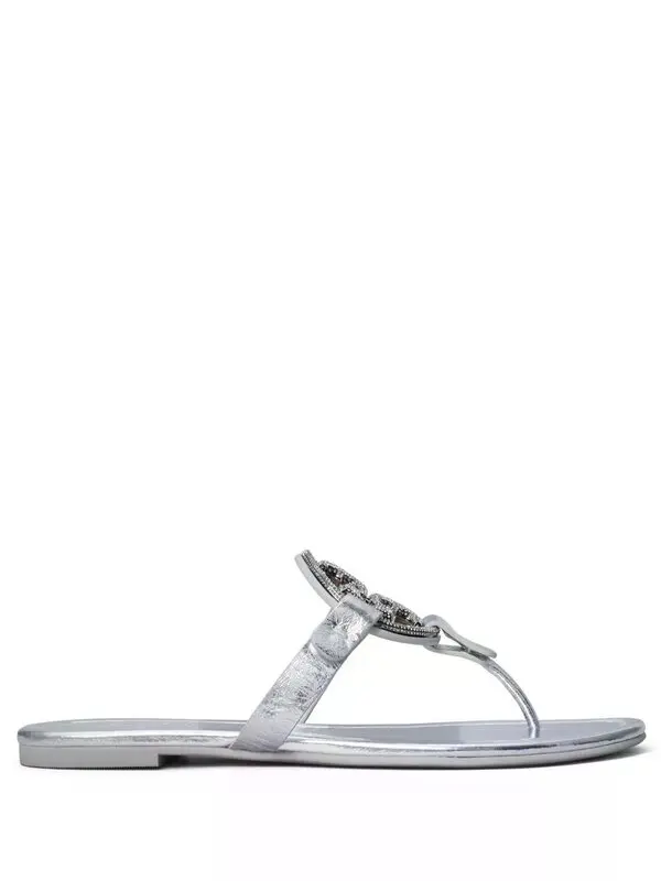 Tory Burch Miller Logo-plaque Sandals - Silver