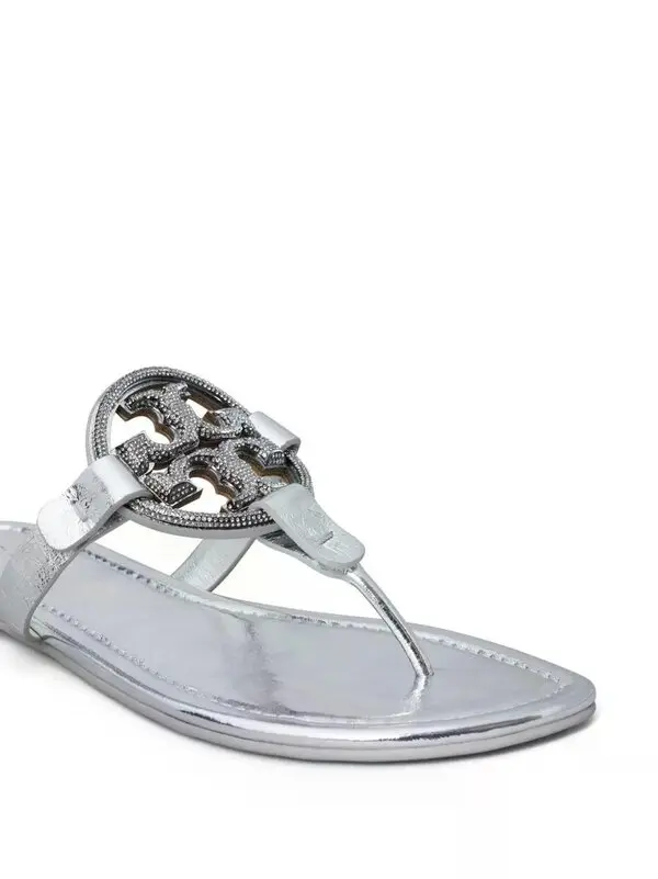Tory Burch Miller Logo-plaque Sandals - Silver