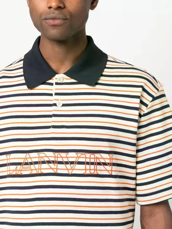 LANVIN Logo-embroidered Striped Polo Shirt