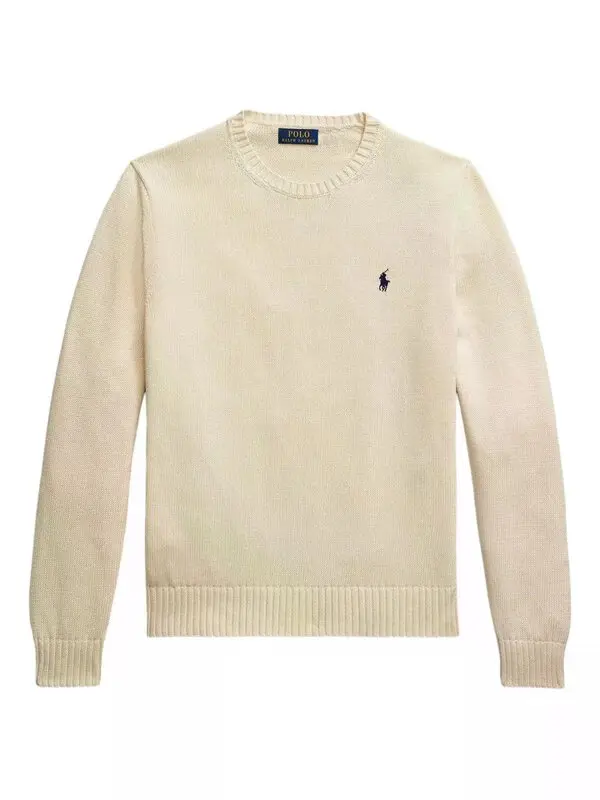 Polo Ralph Lauren Crew Neck Embroidered Jumper - Neutrals