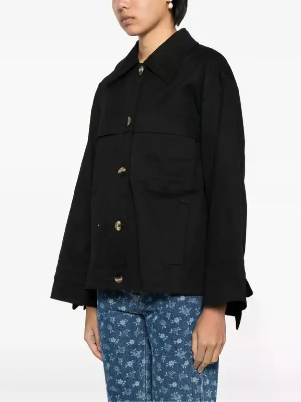 GANNI Canvas Shirt Jacket With Knot Detail