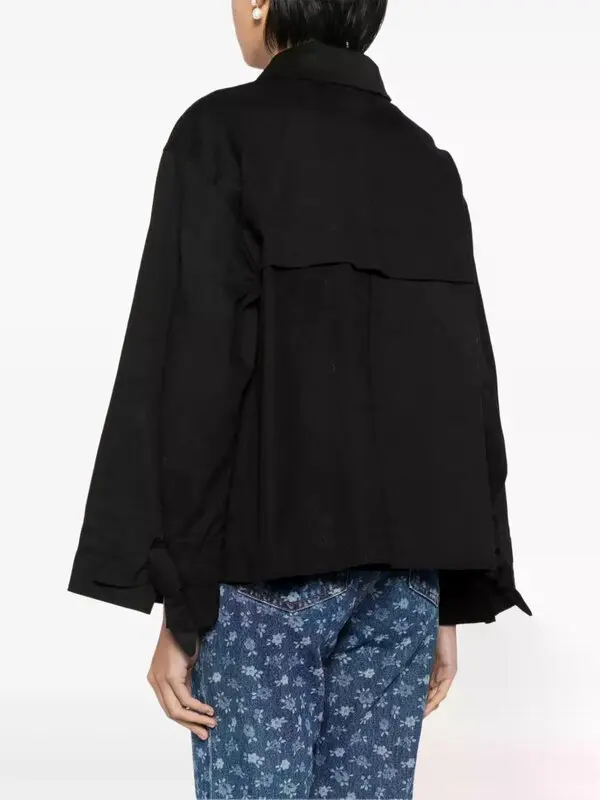 GANNI Canvas Shirt Jacket With Knot Detail
