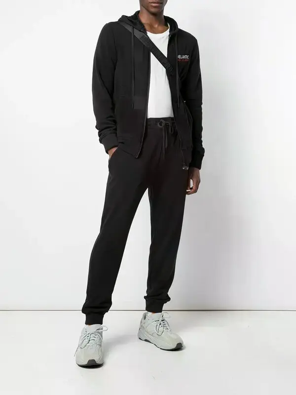 DELANTIC Logo Verlour-lined Burrr Sweatpants Trackpants - Black