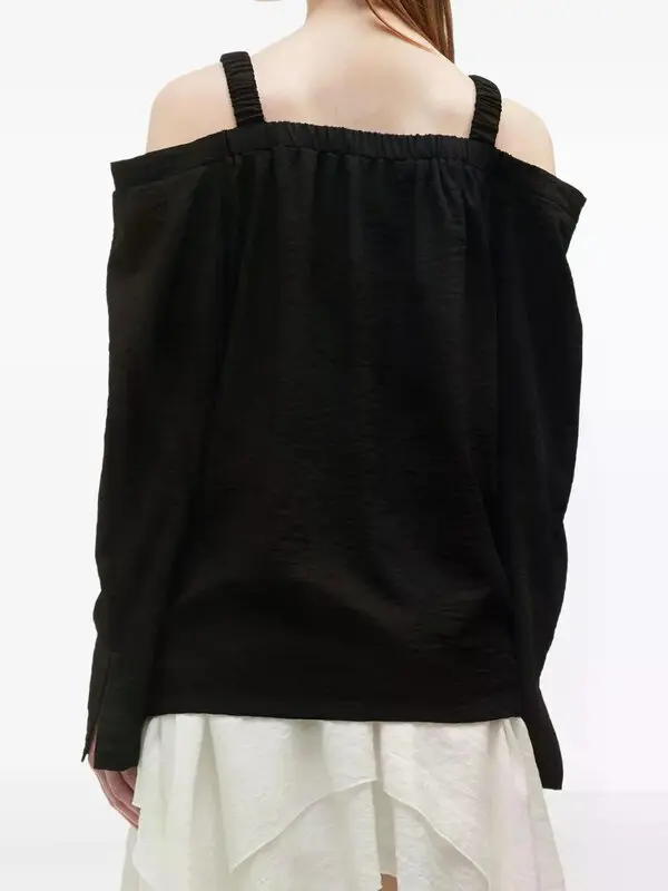 B+AB Off-the-shoulder Button-up Top With Gathered Detail