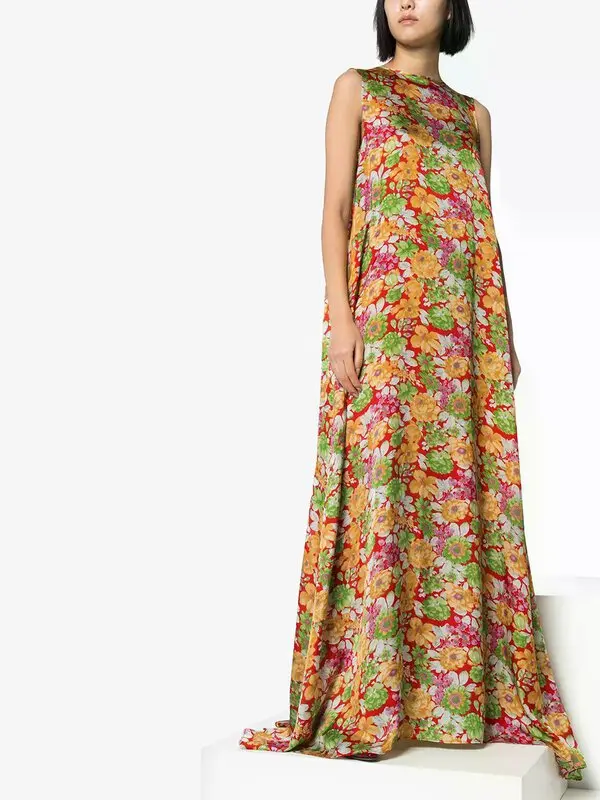 Plan C Floral Print Sleeveless Maxi Dress