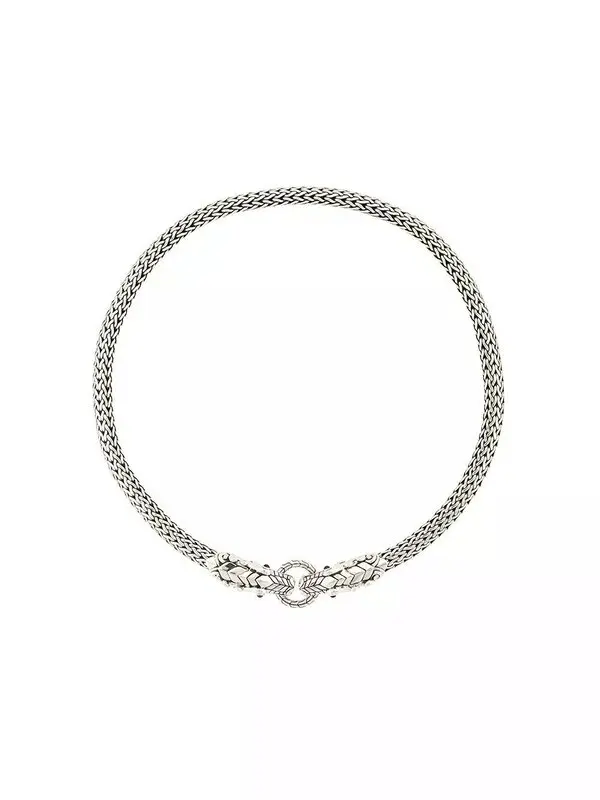 John Hardy Legends Naga Double Dragon Head Sterling Necklace With Sapphire Embellishment