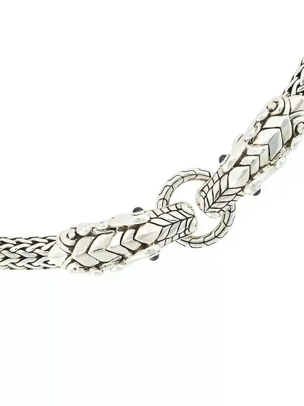 John Hardy Legends Naga Double Dragon Head Sterling Necklace With Sapphire Embellishment