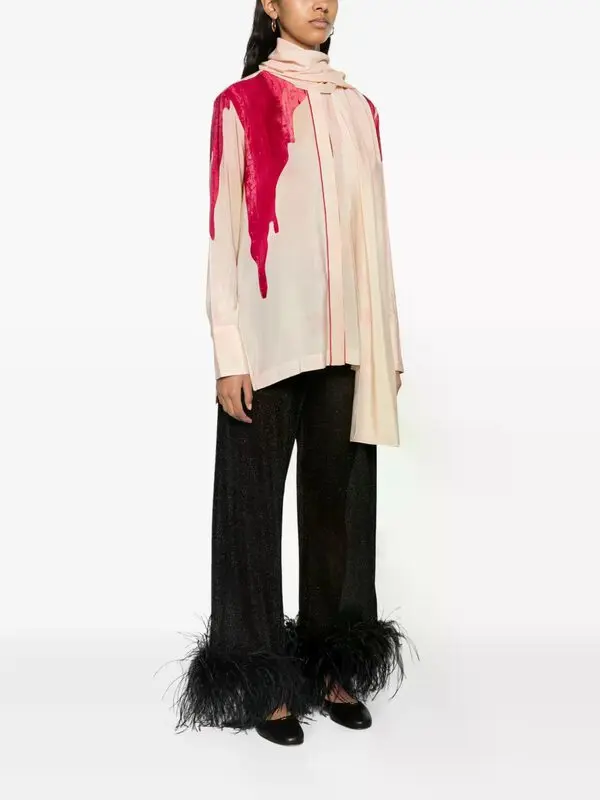F.R.S FOR RESTLESS SLEEPERS Eunice" Silk Palm Print Shirt With Detachable Scarf