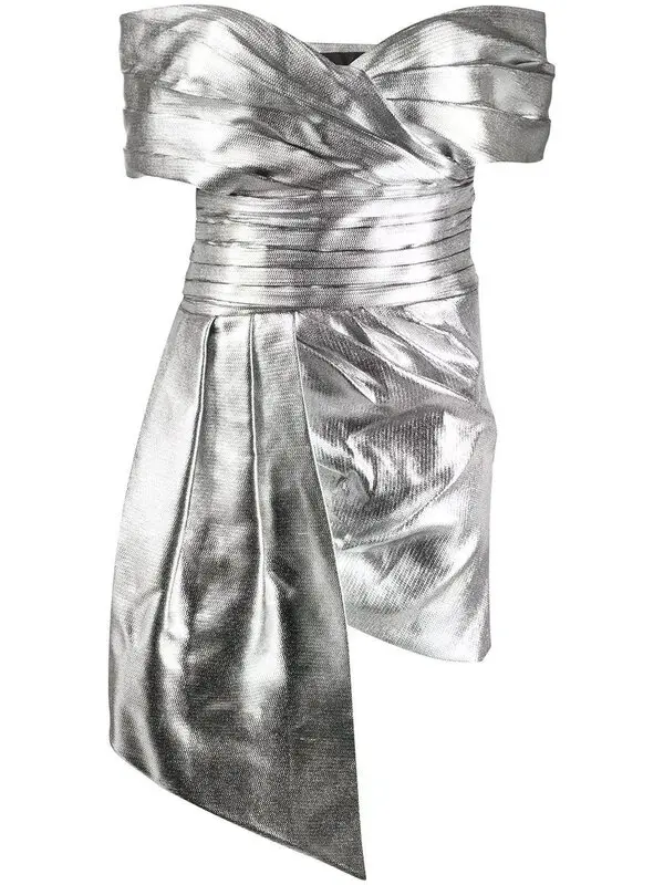 Alexandre Vauthier Off-the-shoulder Draped Mini Dress - Silver