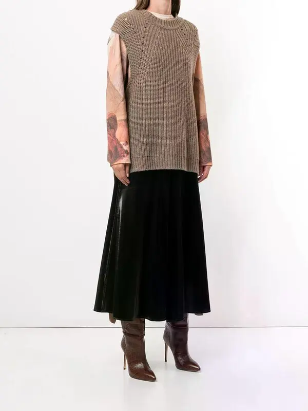Goen.j Side-tie Knitted Sleeveless Top - Brown