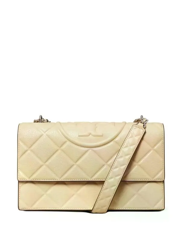 Tory Burch Fleming Quilted Leather Shoulder Bag - Neutrals