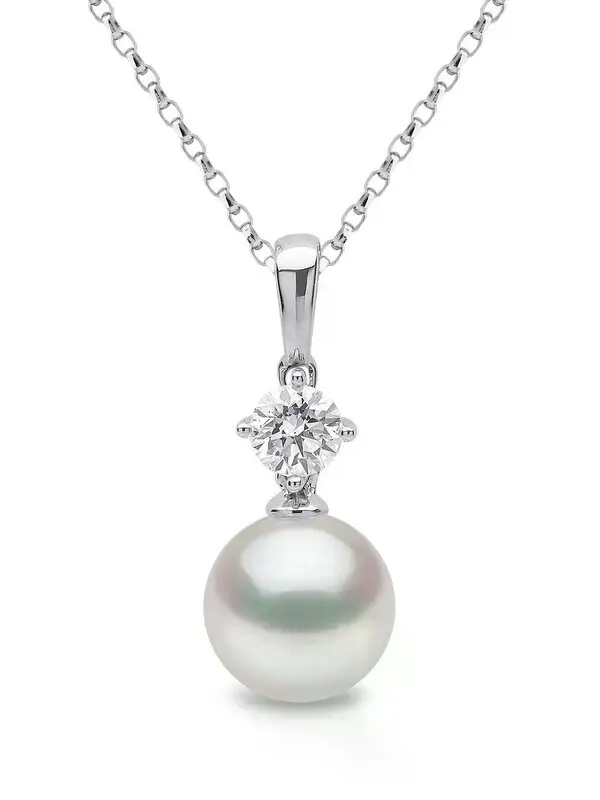 Yoko London 18kt White Gold Classic Pearl And Diamond Necklace - Silver