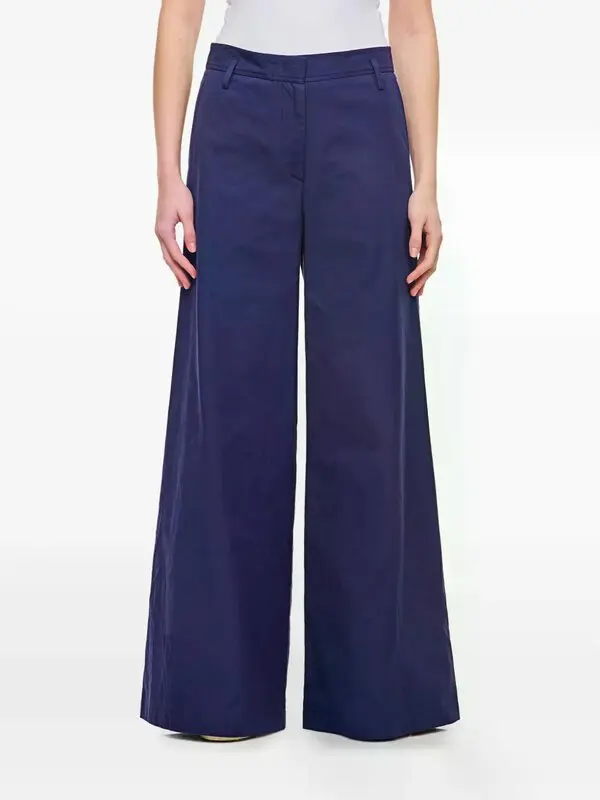 Alberto Biani Cotton Wide-leg Trousers - Blue