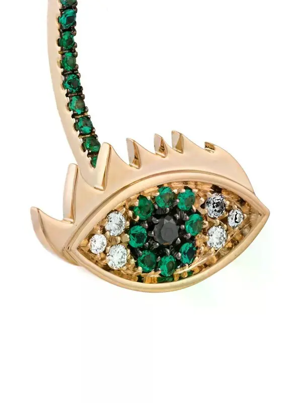 Delfina Delettrez 18kt Yellow Gold Diamond And Emerald 'eyes On Me' Earring